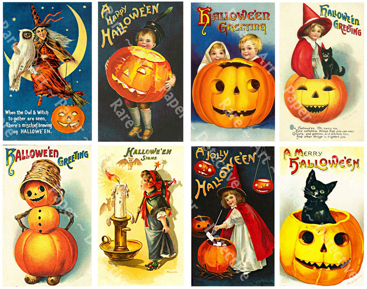 Halloween Holiday Stickers, Vintage Halloween Postcard Decals & Spooky ...