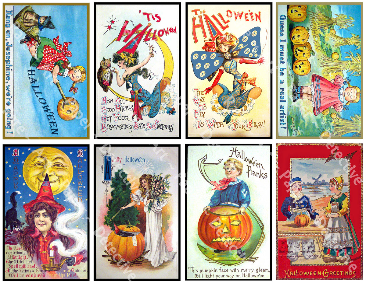 Halloween Décor Stickers, Victorian Halloween Postcard Images & Spooky ...