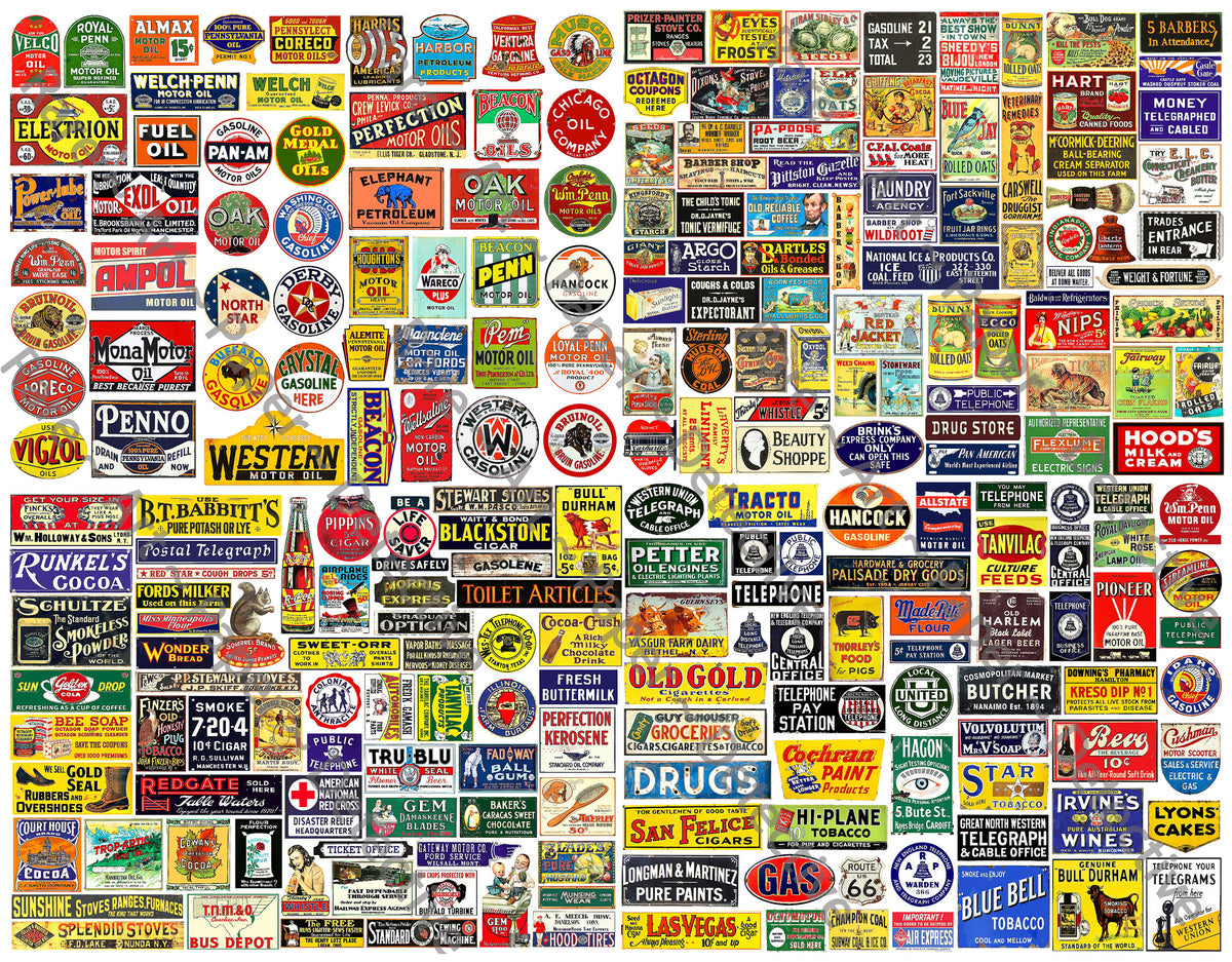 Model Railroad & Dollhouse Signs, Sticker Sheet, 240 Multi Scale Minia ...