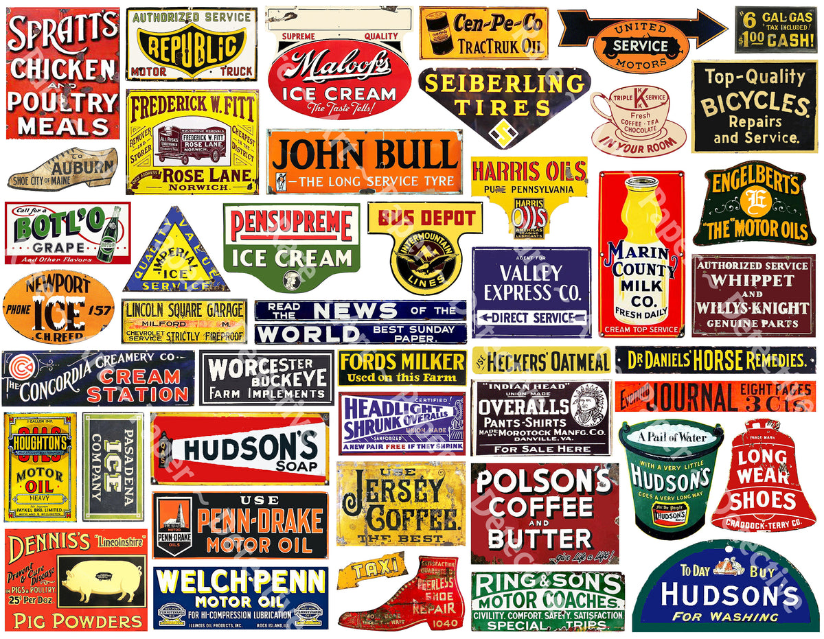 Model Railroad & Dollhouse Signs, Sticker Sheet, 47 Multi Scale Hobby ...