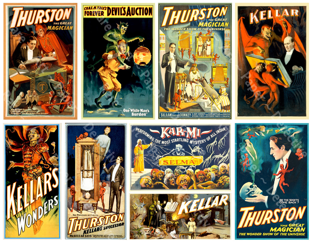 Magic Show Halloween Stickers, Magician & Illusionist Show Poster Tag ...