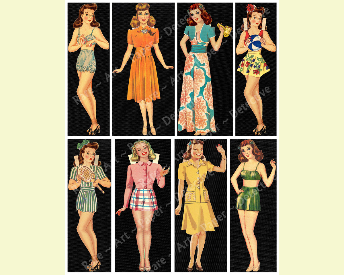 Paper Doll Figures, Altered Art Ephemera Stickers, Antique Inspired Pa ...