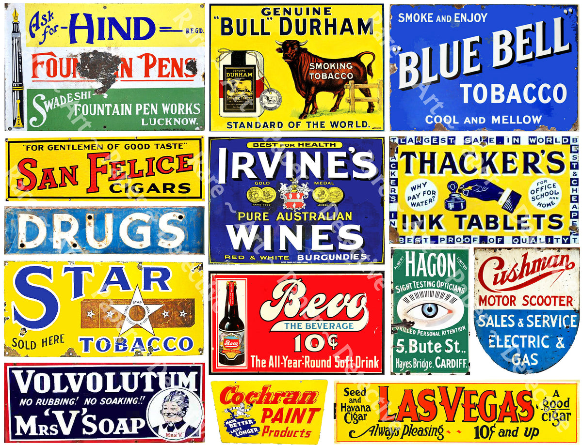 Vintage Advertising, General Store Sign Stickers Featuring a Vintage R ...