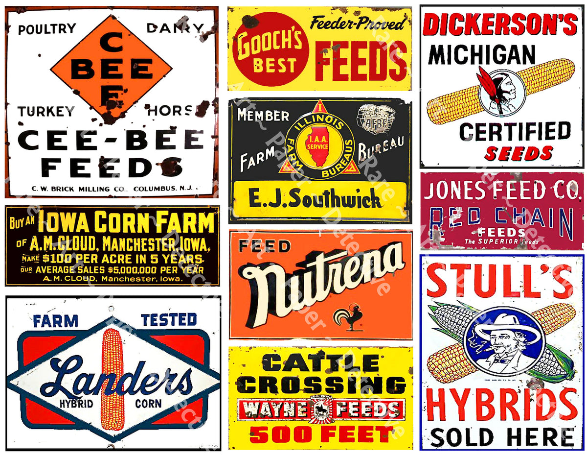 Antique Style Advertising Signs, General Store Sign Stickers Featuring ...