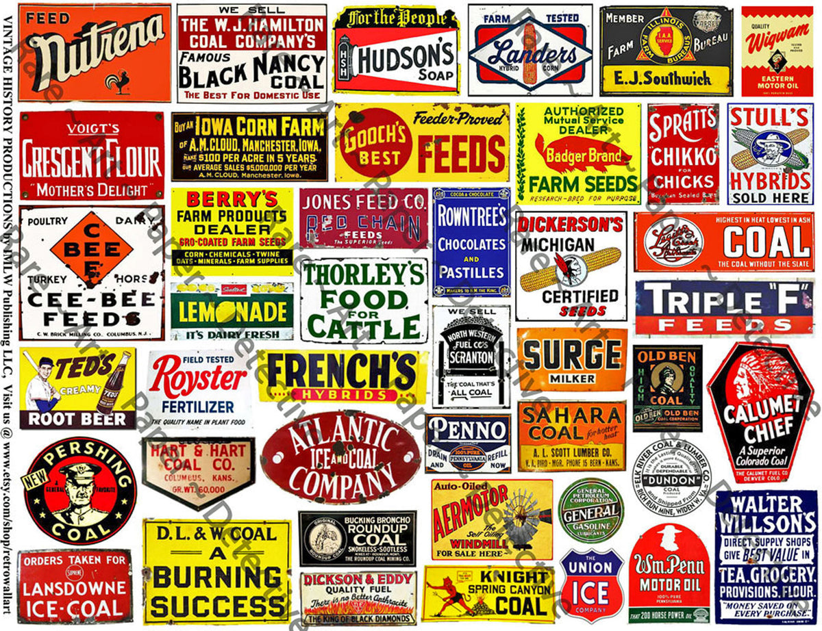 Model Railroad & Dollhouse Miniature Sign Stickers, 44 Pcs. Set, Rusty ...