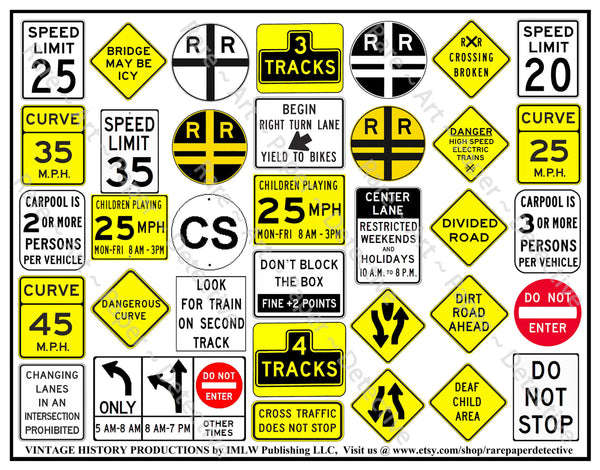 Roadway & Highway Signs for Travel Theme Journals, Party Décor, Garage ...