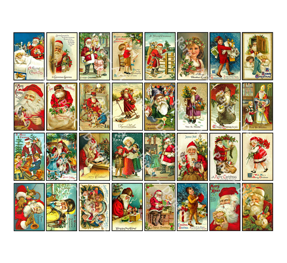 Christmas Greeting Card Stickers, HUGE Set of 96 Envelope Seals on 3 S ...