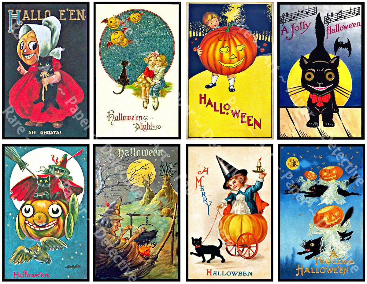 Halloween Decor Stickers, Victorian Halloween Postcard Images & Spooky ...