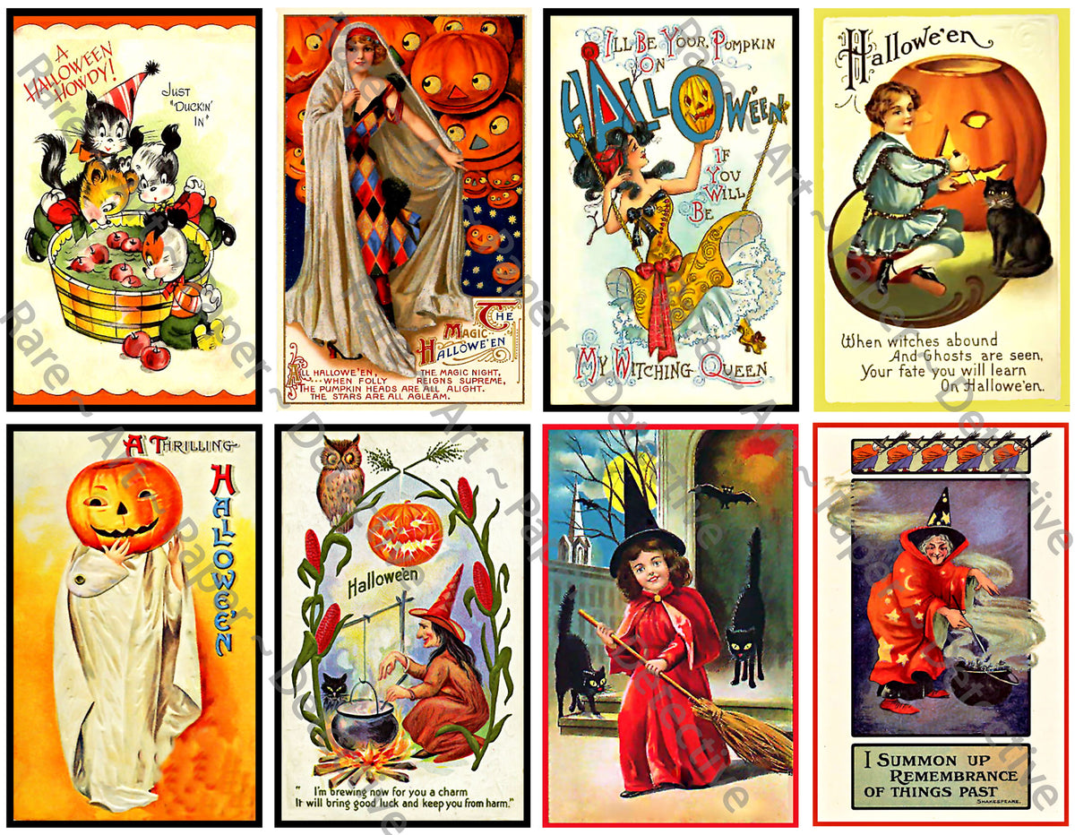 Halloween Clip Art Stickers, Victorian Halloween Postcard Images & Spo ...