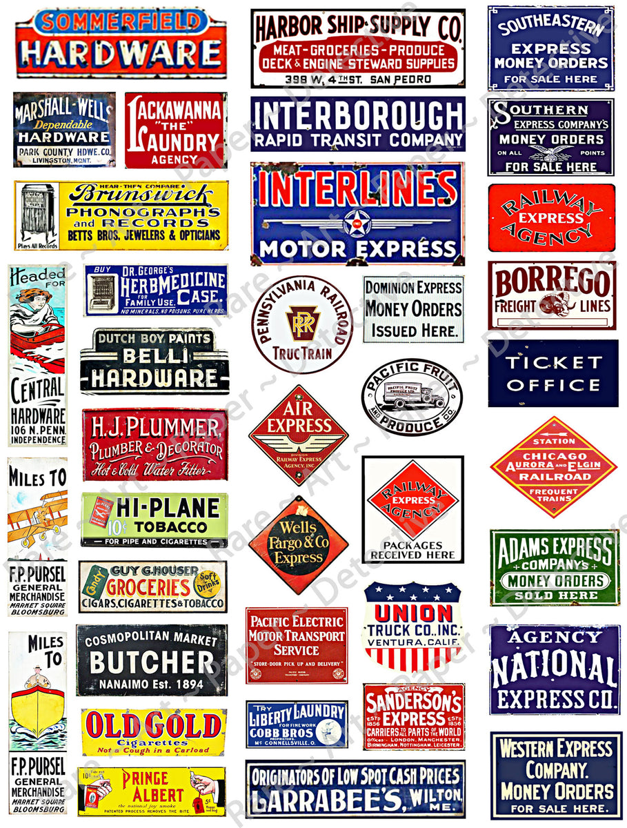 G Scale Model Train & Doll House Miniature Sign Stickers, 38 Pcs. Set ...