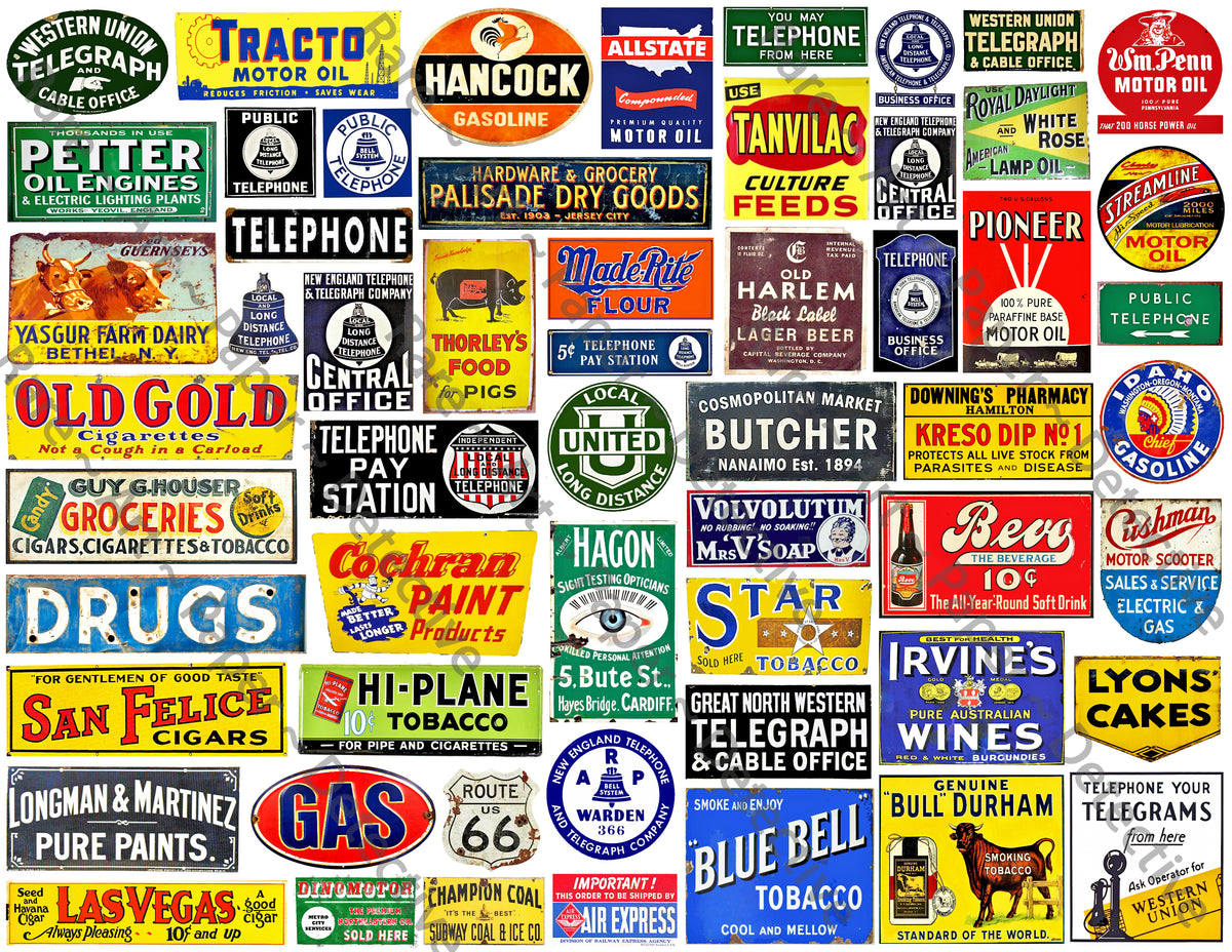 HUGE SET of Model Train & Dollhouse Miniature Sign Stickers, 200+ Pcs ...