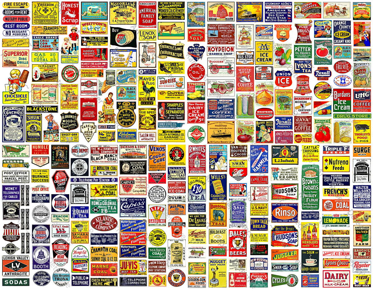 HUGE SET of Dollhouse & Model Railroad Miniature Sign Stickers, 256 Pc ...